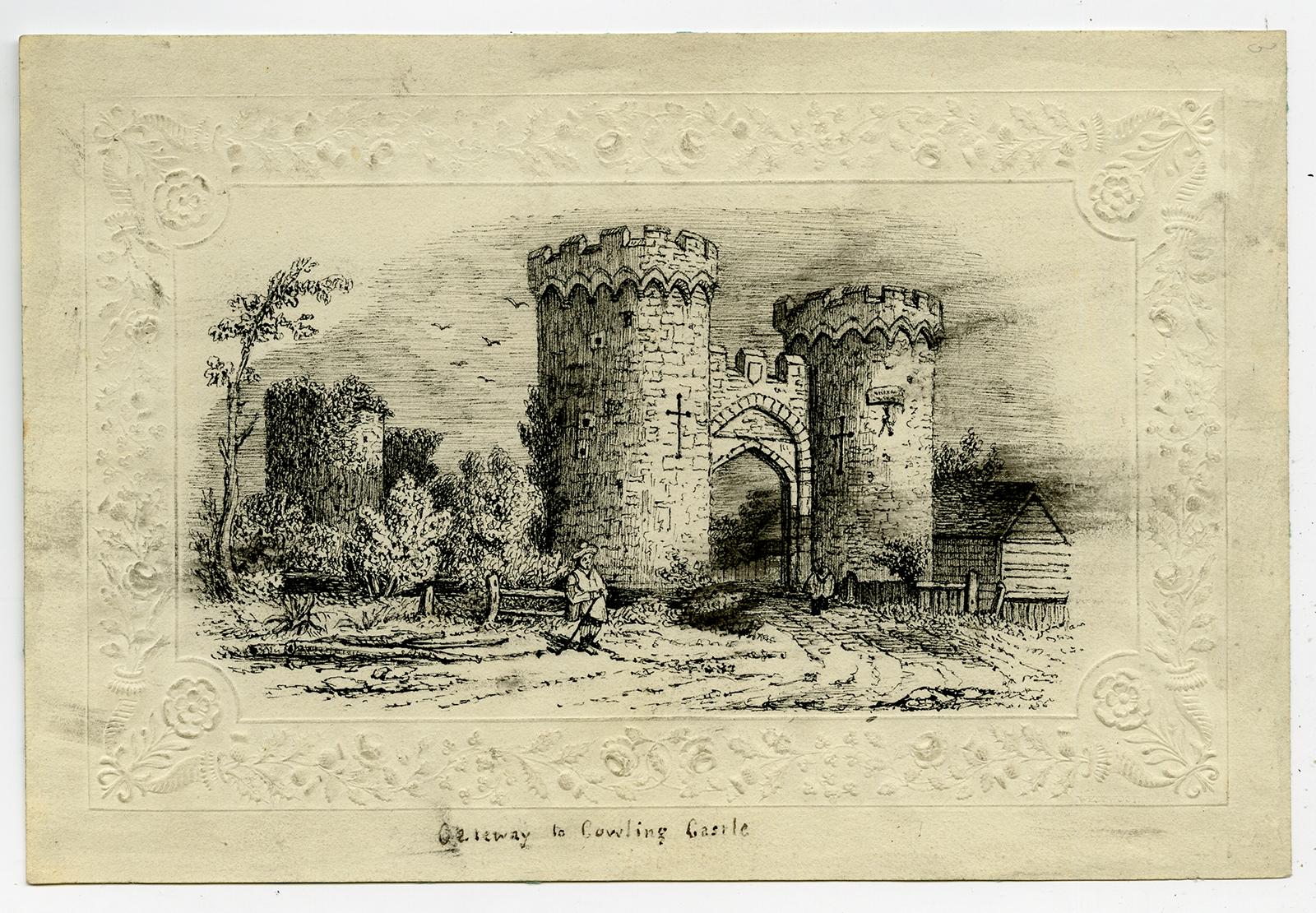 Unknown - View of Cooling Castle in Kent - Pen in e.i. ink - 19th ...