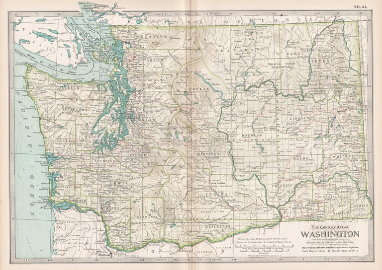 Unknown - Washington. USA. Century Atlas state antique vintage map For ...