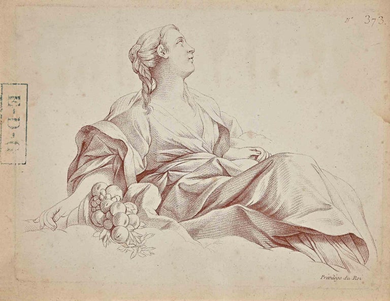 Unknown - Woman With Cornucopia - Lithograph by French artist - 1830 ...