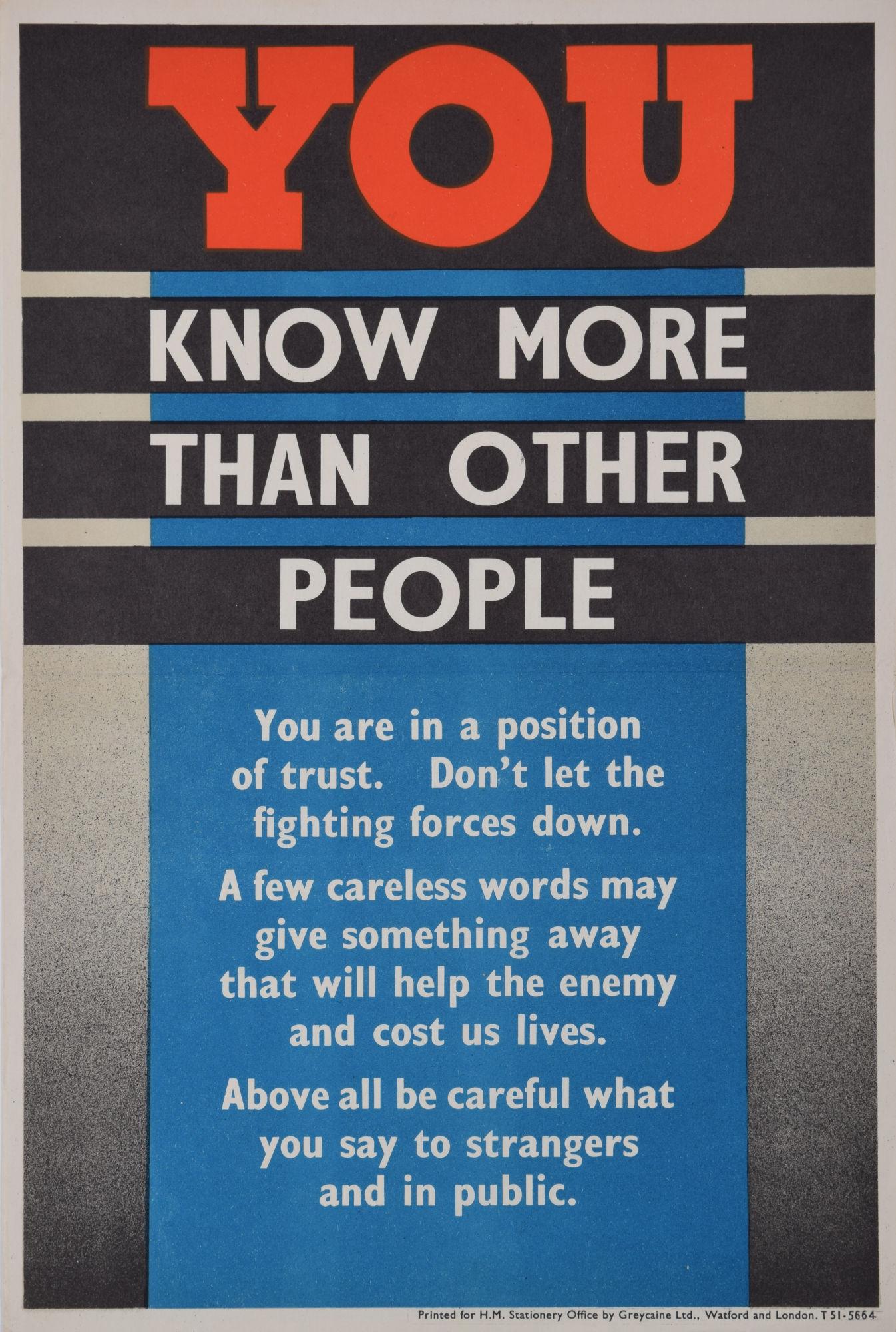 Unknown - You Know More Than Other People original vintage WW2 poster ...