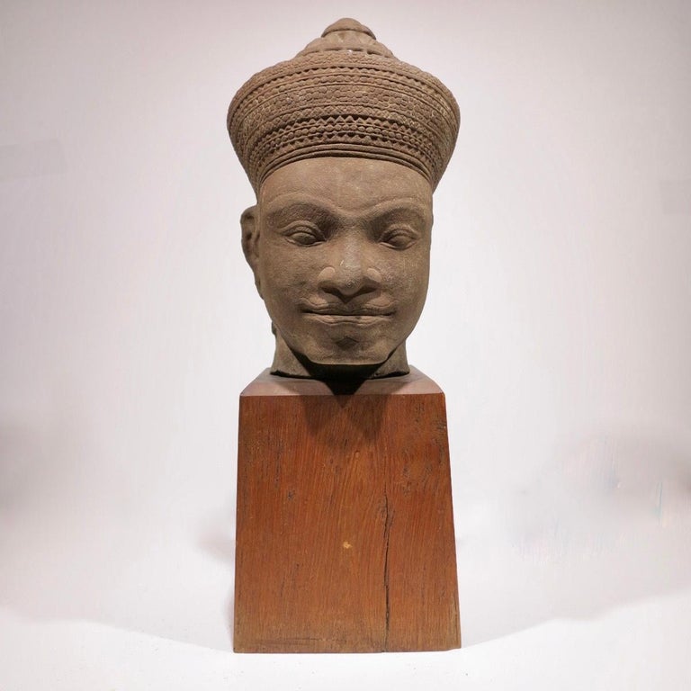 Unknown - Head of Vishnu, Khmer, Cambodian bust sculpture For Sale at ...