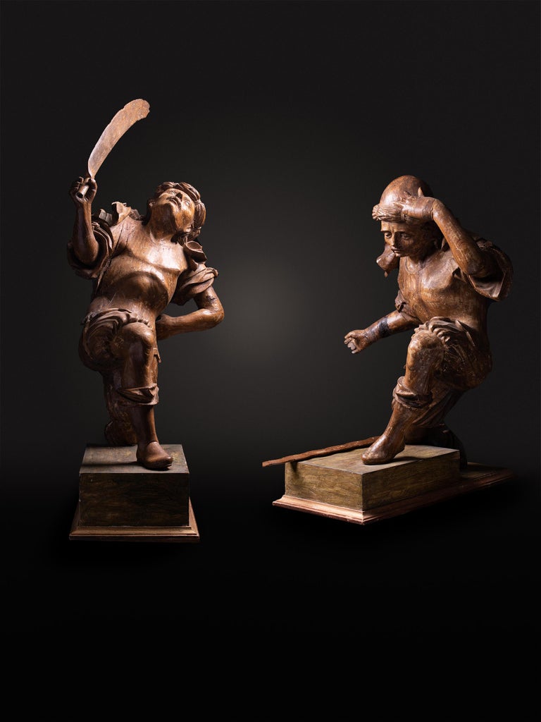 Unknown - 16th C, Renaissance, Duelling Soldiers, Oak For Sale at 1stDibs