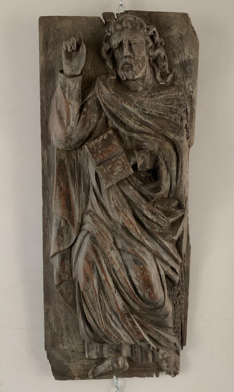Unknown - 16th century French wood sculpture - Saint figure - Carved ...