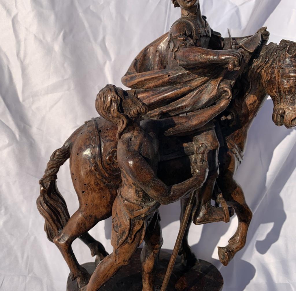Unknown - 18th century Italian figure sculpture - Saint Martin - Carved ...
