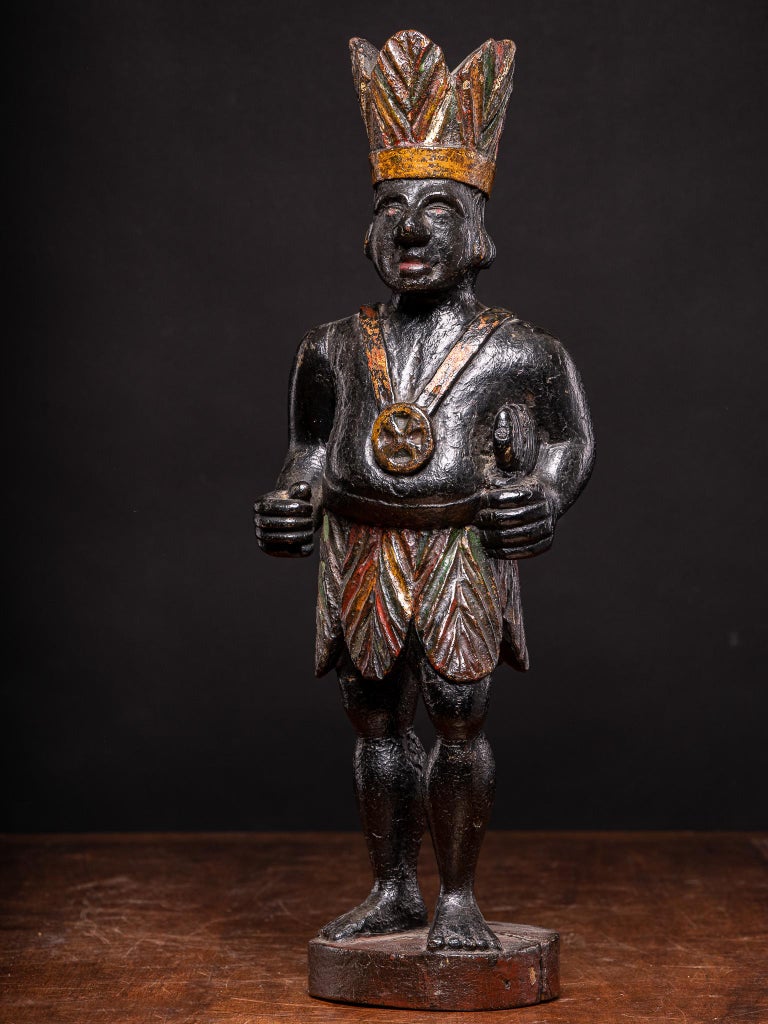 Unknown - 19th C Counter top Cigarstore Northern American Indian statue ...