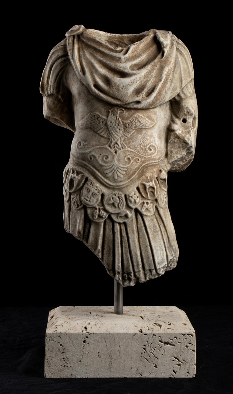Unknown - Italian Torso Sculpture of Roman Emperor White Marble After ...
