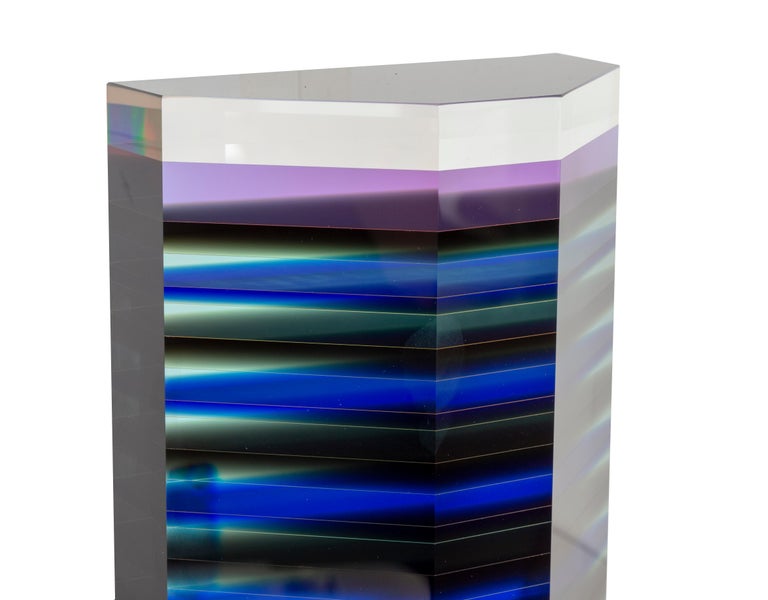 Unknown - Blue Trapezoid, Glass Table-Top Sculpture at 1stDibs