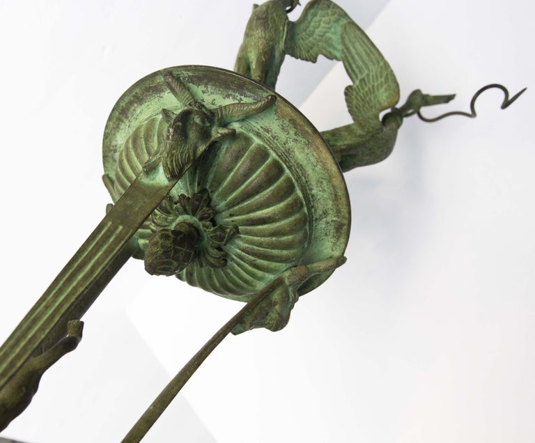 Unknown - Bronze Roman Oil Lamp Mercury and Flying Cranes Grand Tour ...