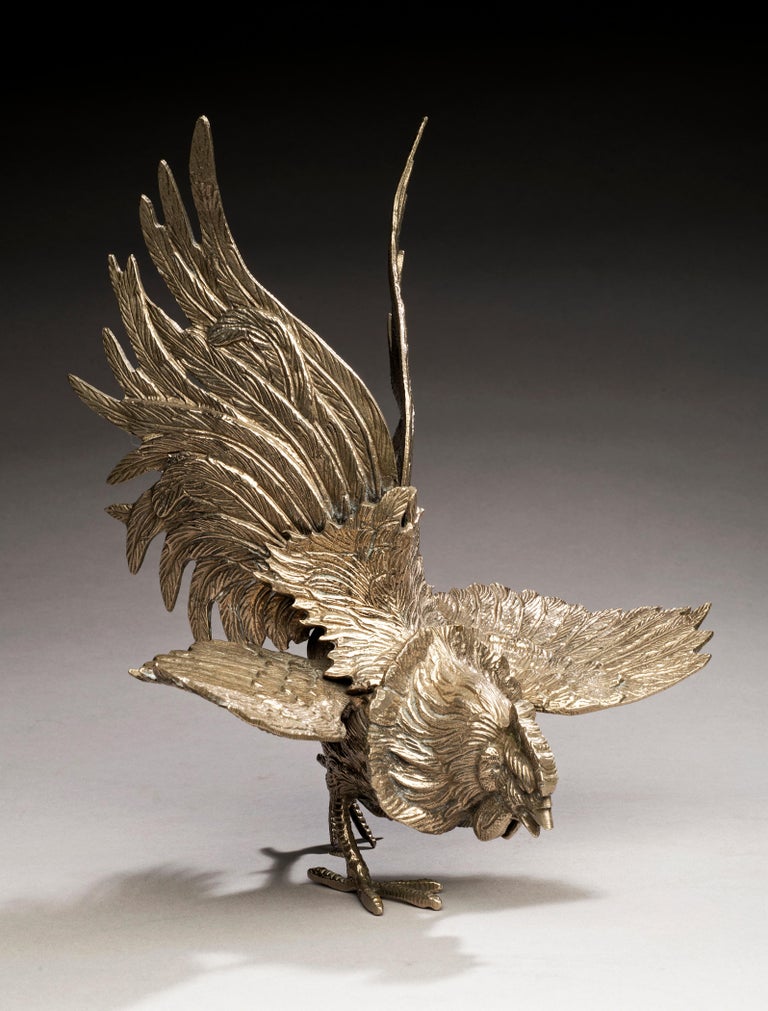 Unknown - Circa 19th Century French, Silvered Bronze Rooster For Sale ...