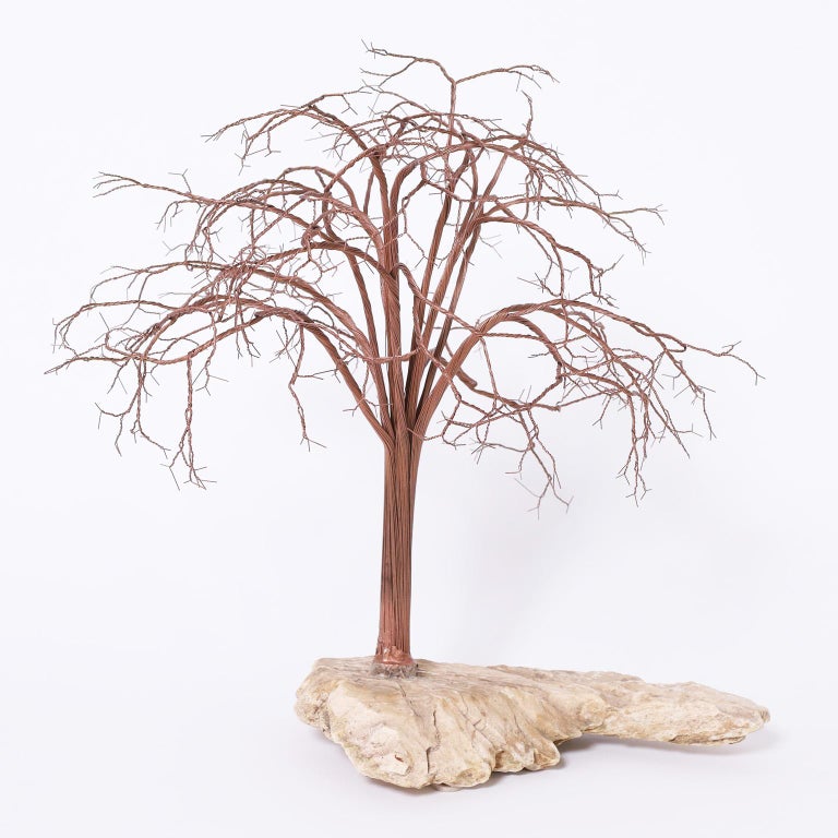 Unknown - Copper and Stone Tree Sculpture For Sale at 1stDibs