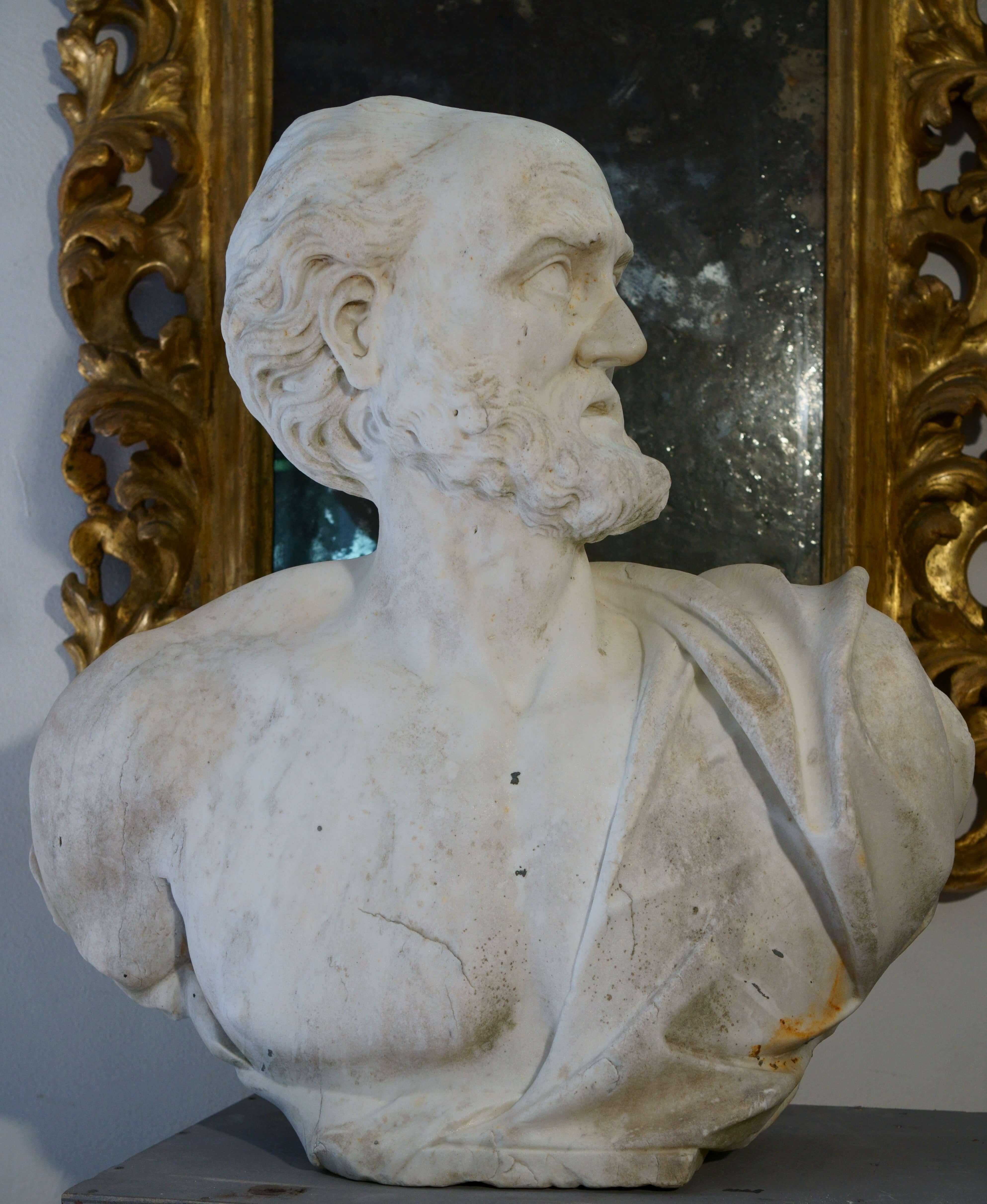Unknown - Diogenes of Sinope Large Bust in Marble 18th Century For Sale at 1stDibs