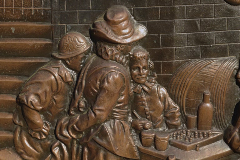 Unknown - Embossed Copper Repousse Plaque - Tavern Scene at 1stDibs