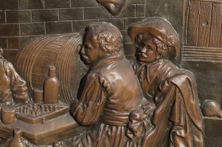 Unknown - Embossed Copper Repousse Plaque - Tavern Scene at 1stDibs