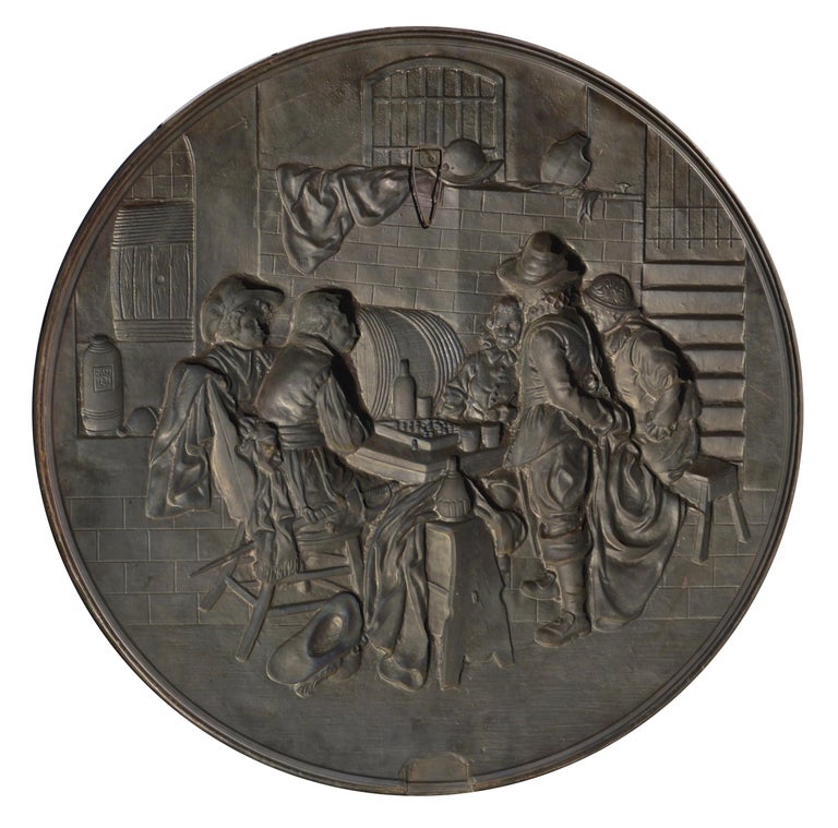 Unknown - Embossed Copper Repousse Plaque - Tavern Scene at 1stDibs