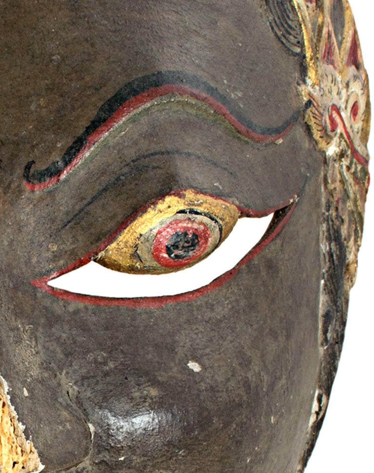 Unknown - "Indonesian Mask with Dark Face and Gold Accents," Painted ...
