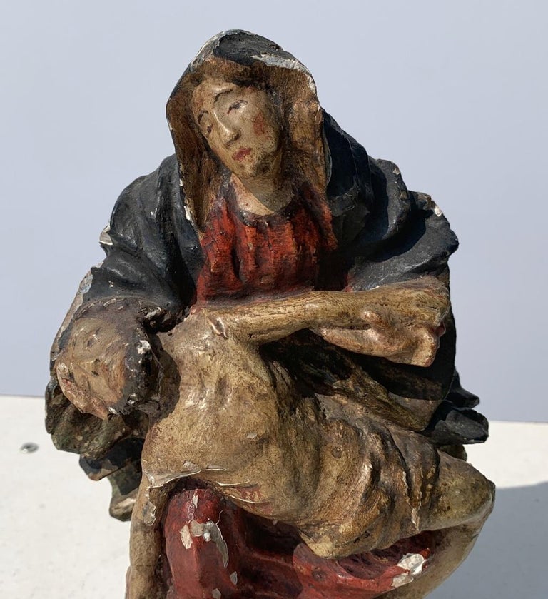 Unknown - Italian Carved Painted Wood Sculpture, Piety Virgin, Italy ...