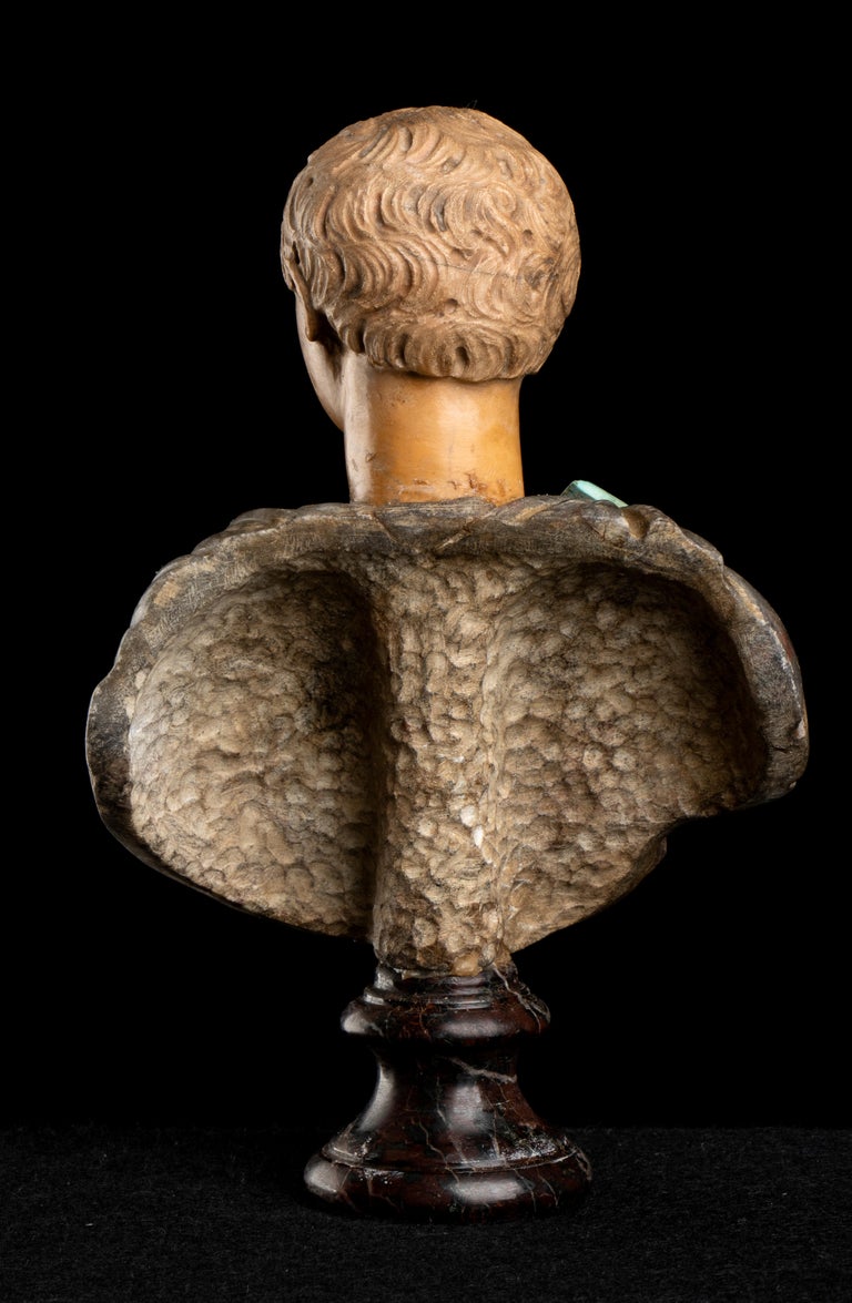 Unknown - Italian Polychrome Marble Sculpture Bust Roman Emperor ...