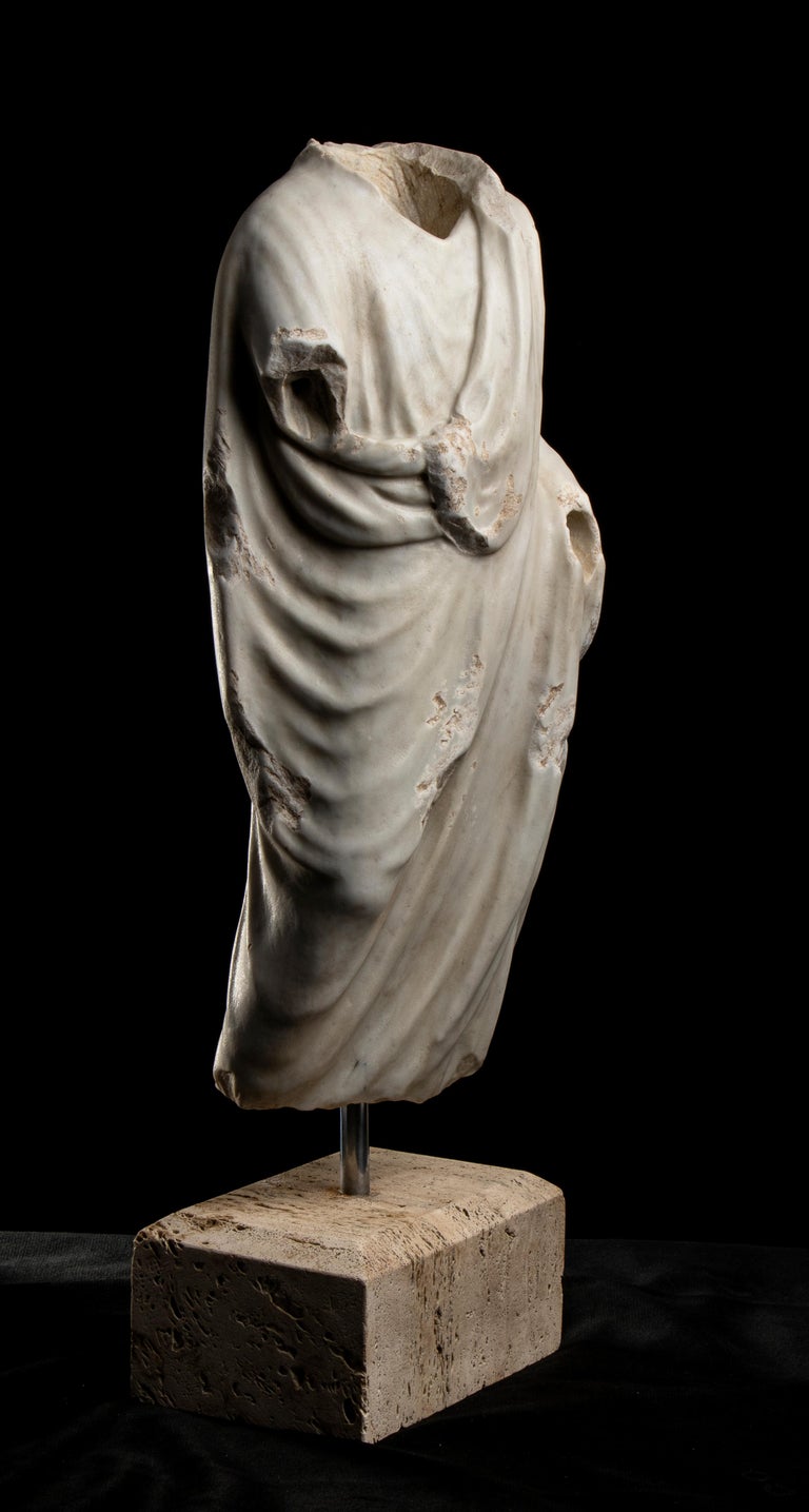 Unknown - Italian White Marble Classical Roman Torso Sculpture of a ...