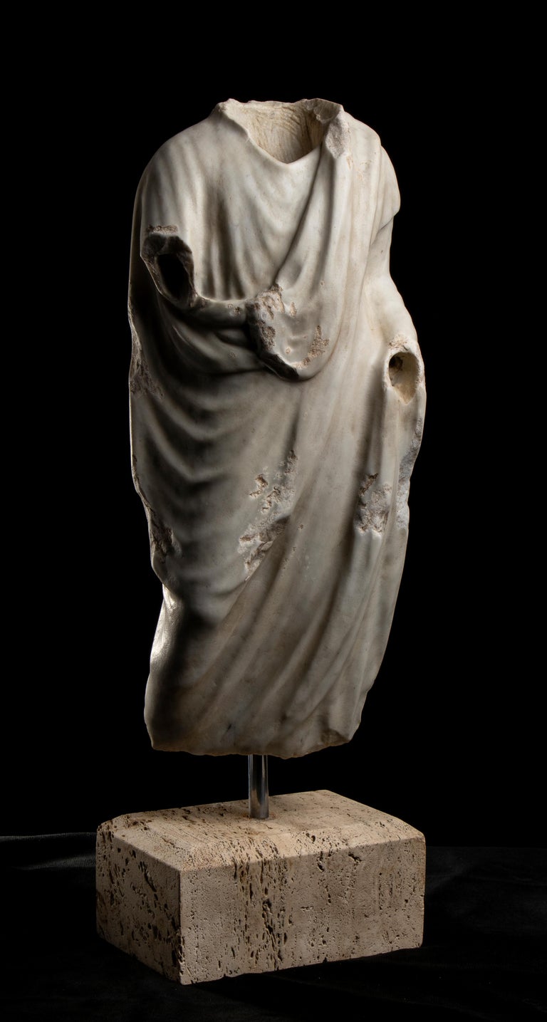 Unknown - Italian White Marble Classical Roman Torso Sculpture of a ...