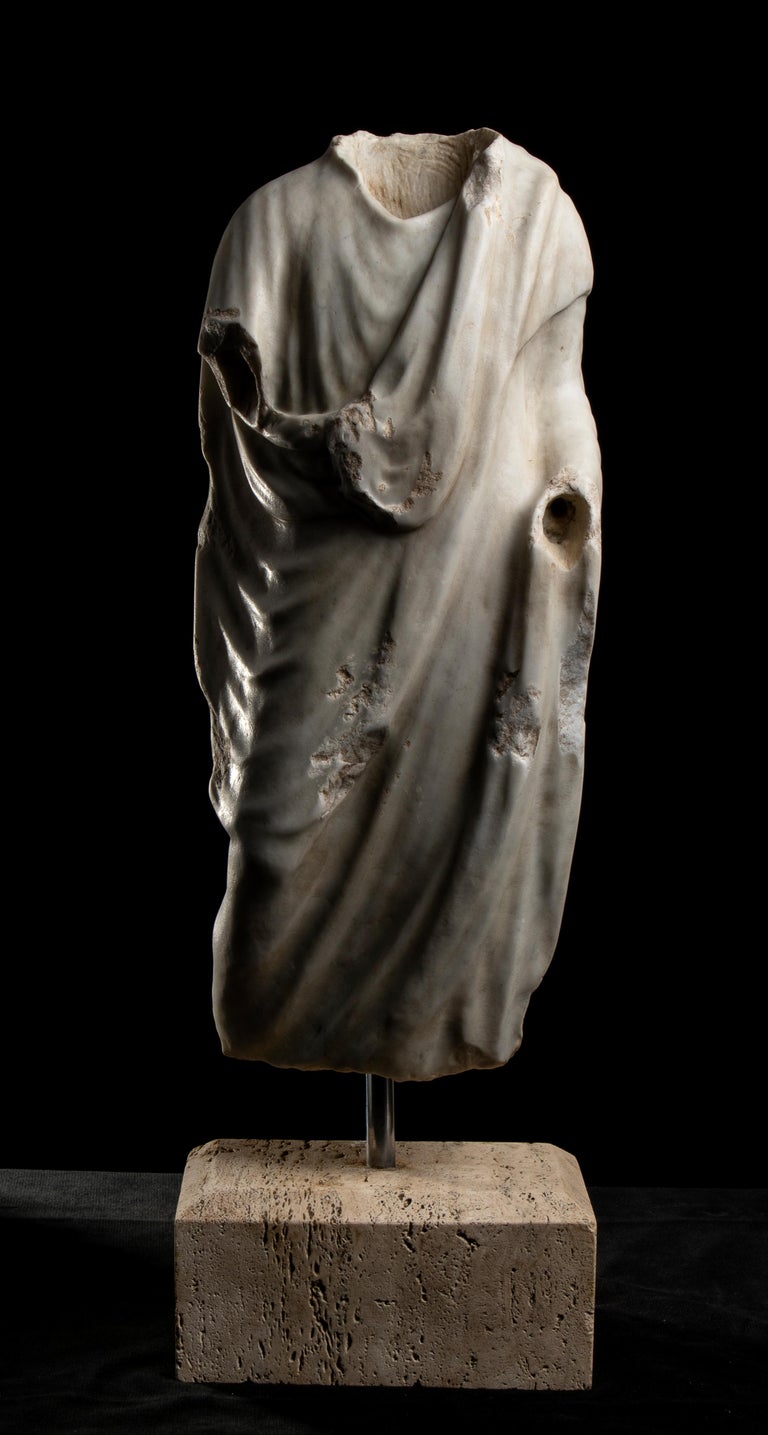 Unknown - Italian White Marble Classical Roman Torso Sculpture of a ...