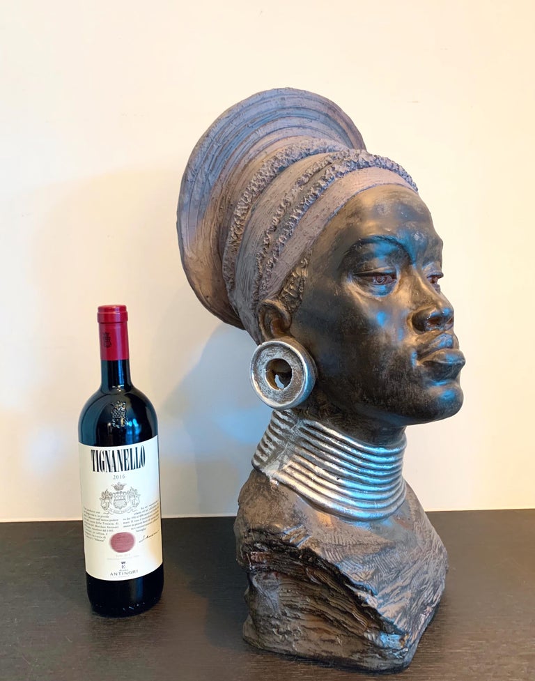 Unknown - Large head sculpture of an African Woman - Tropical Exotic ...
