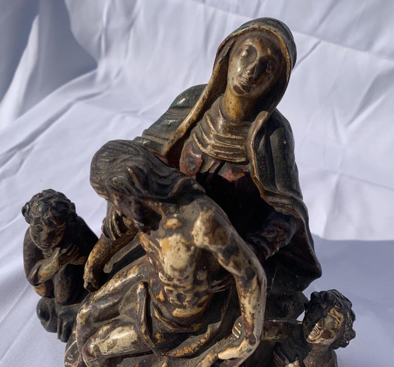 Unknown - Late 17th century Italian wood sculpture - Piety - Painted ...