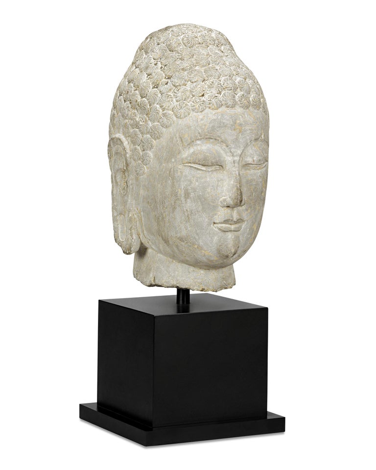 Unknown - Limestone Buddha Head, 6th-Century Qi Dynasty For Sale at 1stDibs