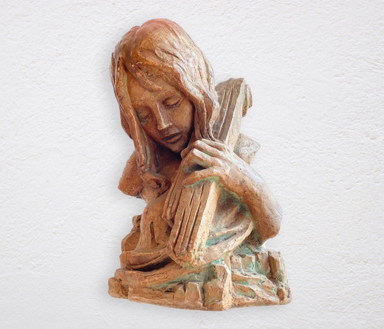 Unknown - "Young Woman Playing an Instrument" Antique Terracotta Statue ...