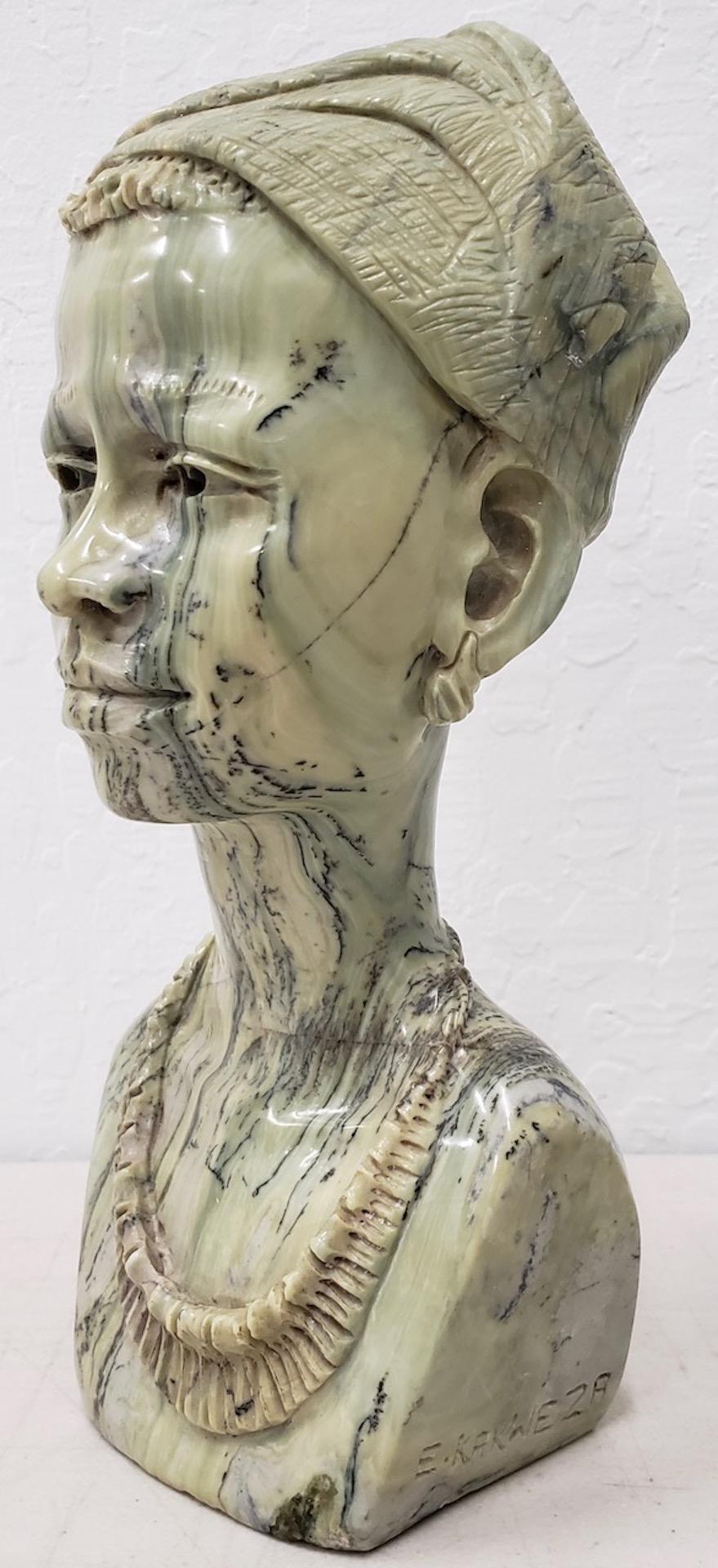 Unknown - Marble Sculpture of a Young African Woman by Kakweza at 1stDibs