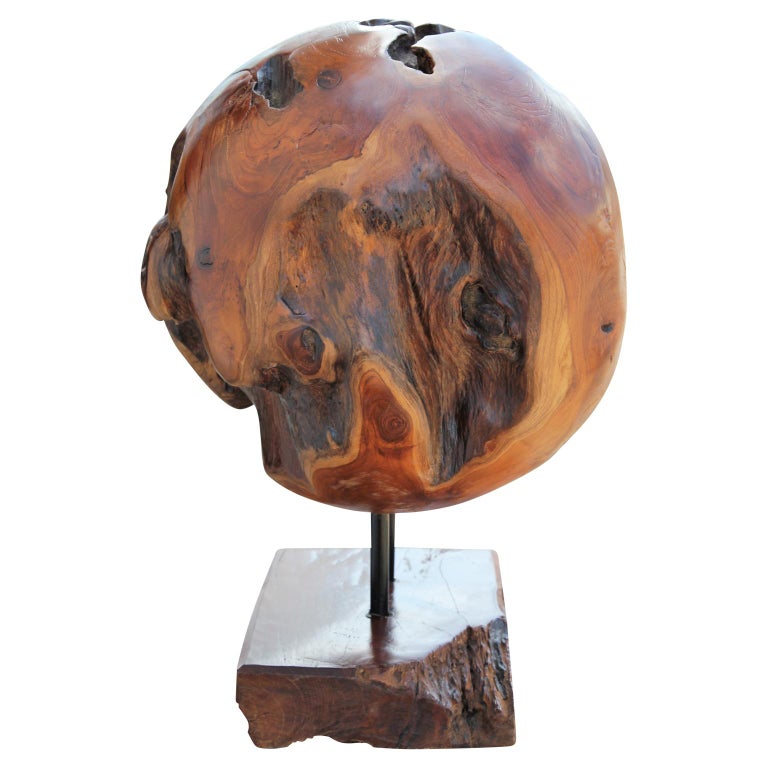 Unknown - Organic Modern Polished Wooden Root Sphere Sculpture at ...