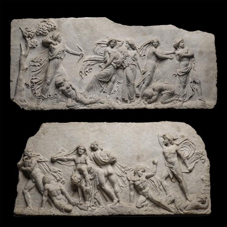 Unknown - Pair of 19th Century Marble Reliefs depicting the Massacre of ...