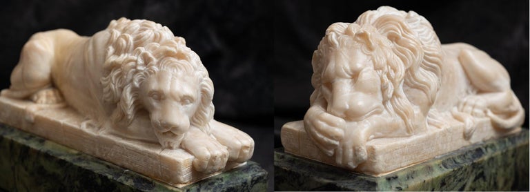 Unknown - Pair of Alabaster Stone Lions and Marble Bases; Florence ...