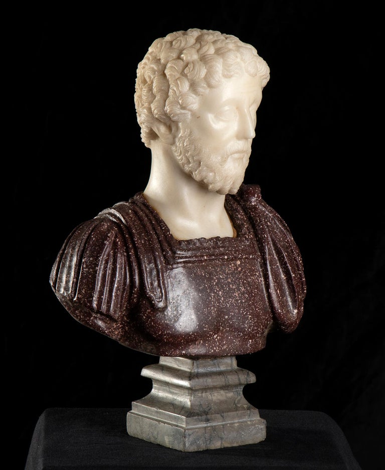 Unknown - Pair Red Porphyry and White Marble Sculpture Busts Of Roman ...