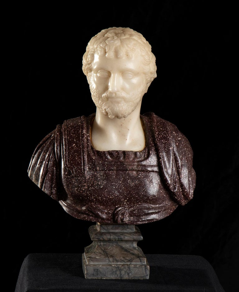 Unknown - Pair Red Porphyry and White Marble Sculpture Busts Of Roman ...