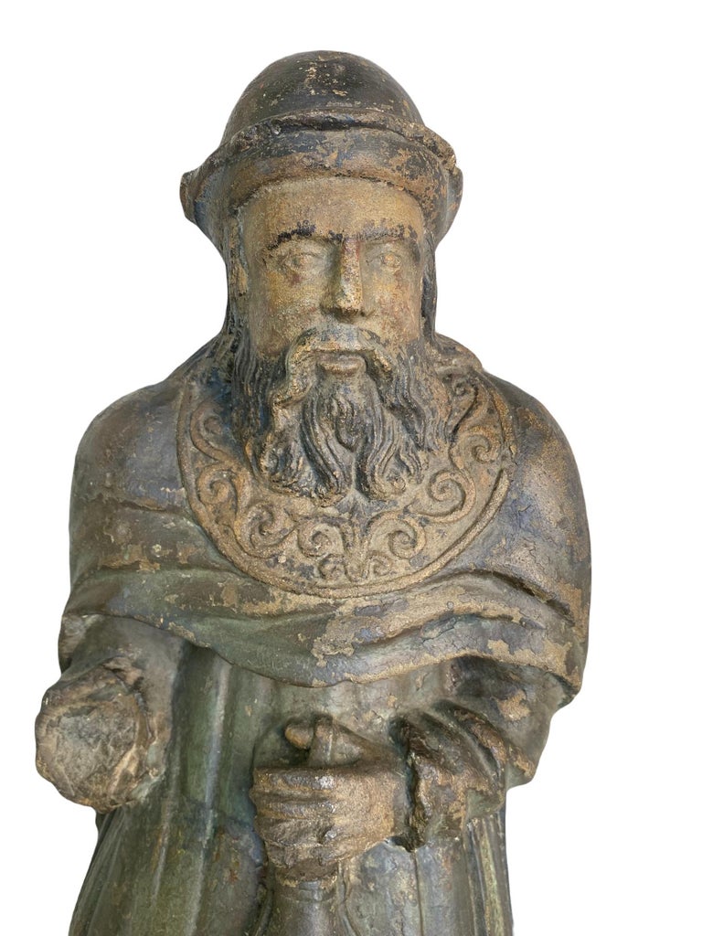 Unknown - Pilgrim polychrome stone figure For Sale at 1stDibs