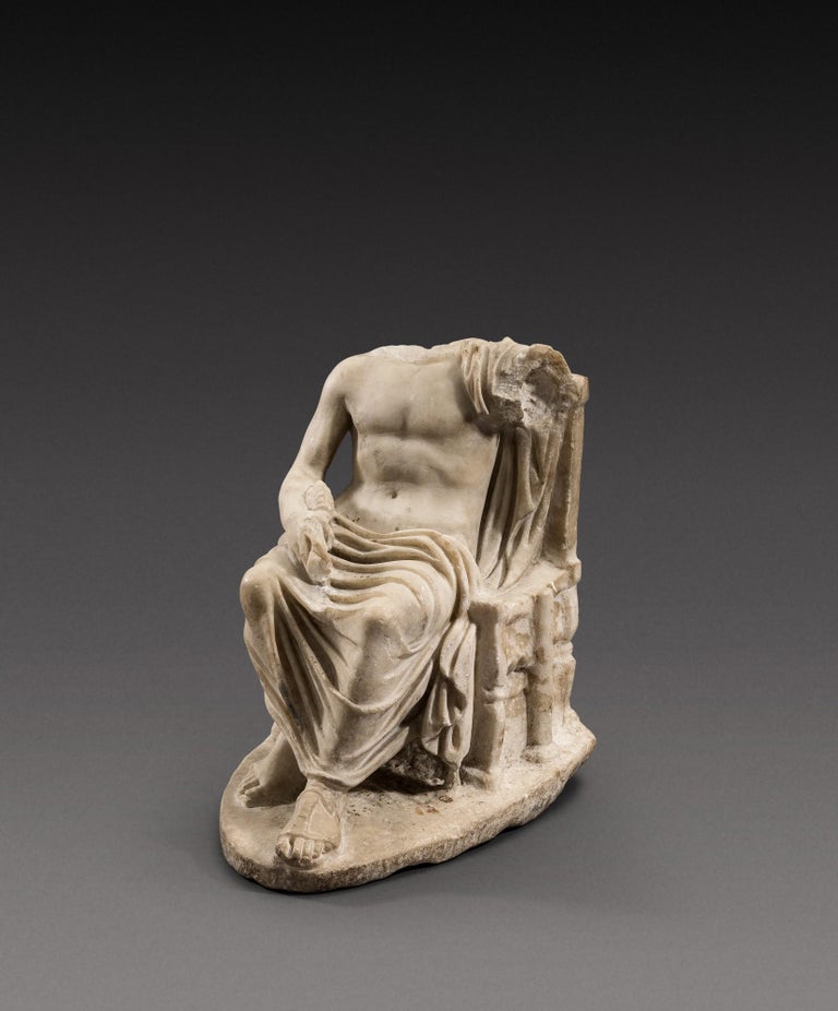 Unknown - Roman Marble Sculpture of Jupiter seating on a throne ...