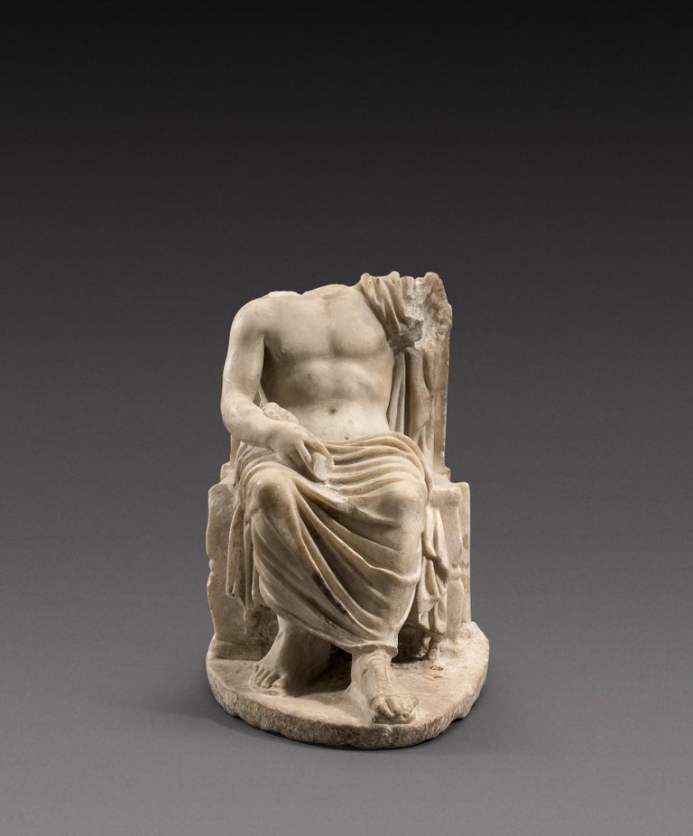 Unknown - Roman Marble Sculpture of Jupiter seating on a throne ...