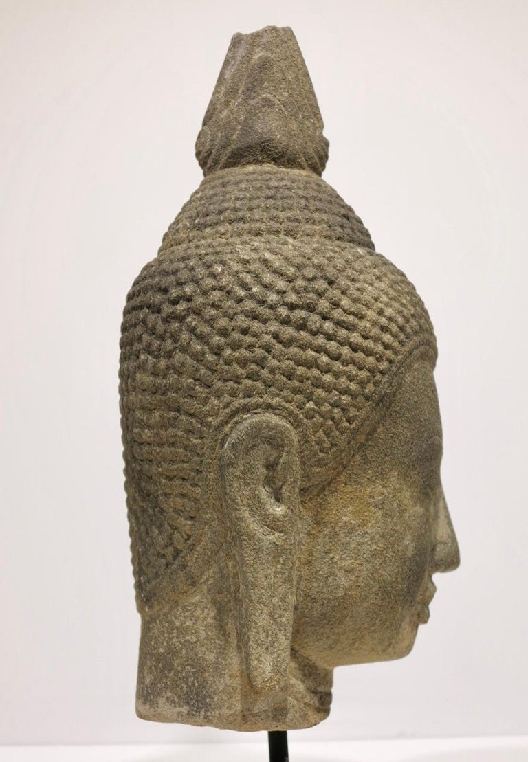 Unknown - Sandstone head of Buddha, Khmer, Angkor period, post-Bayon ...