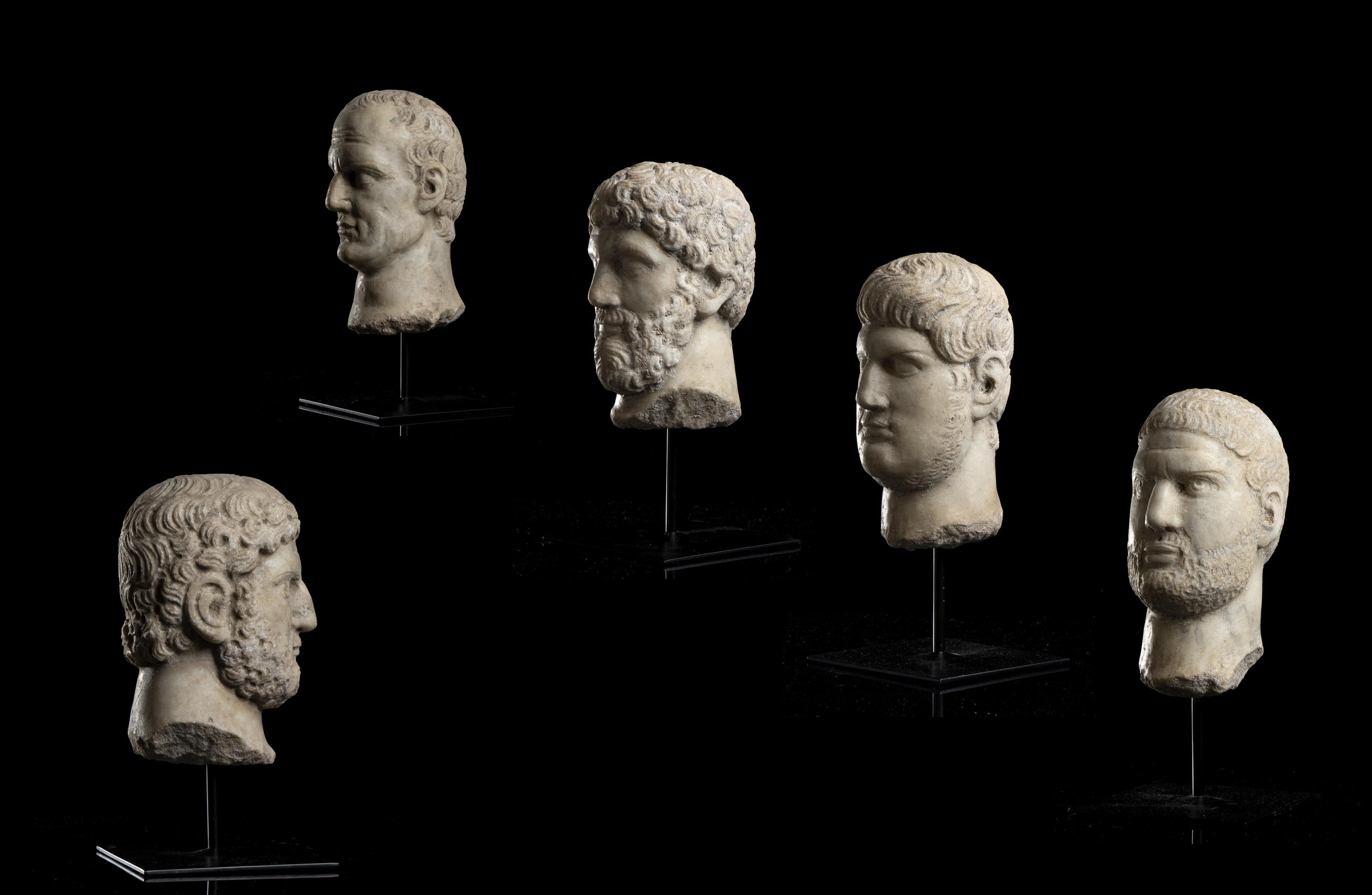 Unknown - Set of 5 Marble Sculpture Portrait of Roman Emperors Grand ...