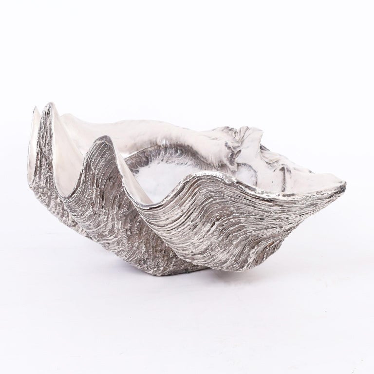 Unknown - Silver Plate Life Size Giant Clam Shell Sculpture For Sale at ...