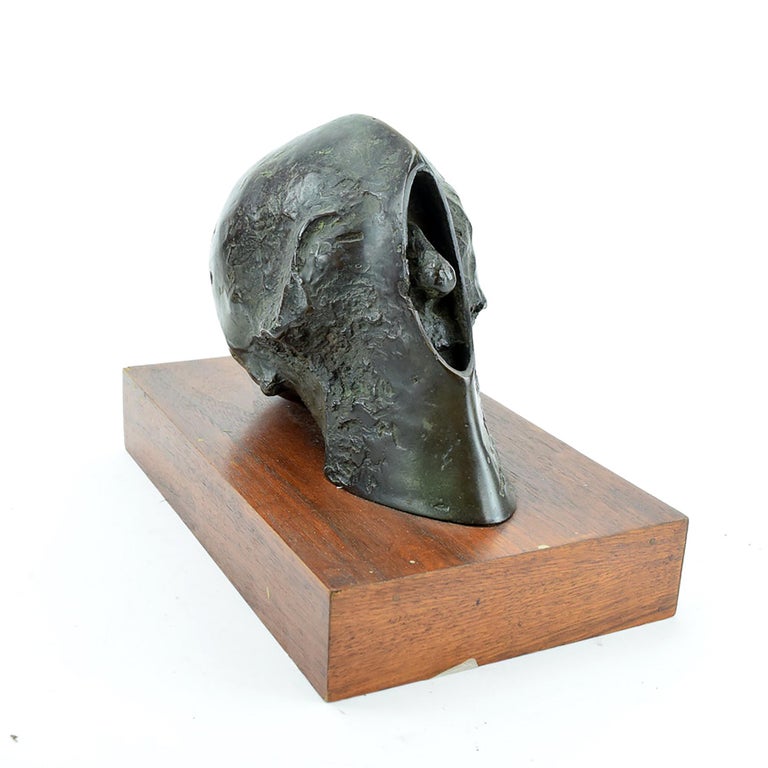 Unknown - "Skull", bronze sculpture on wood base at 1stDibs