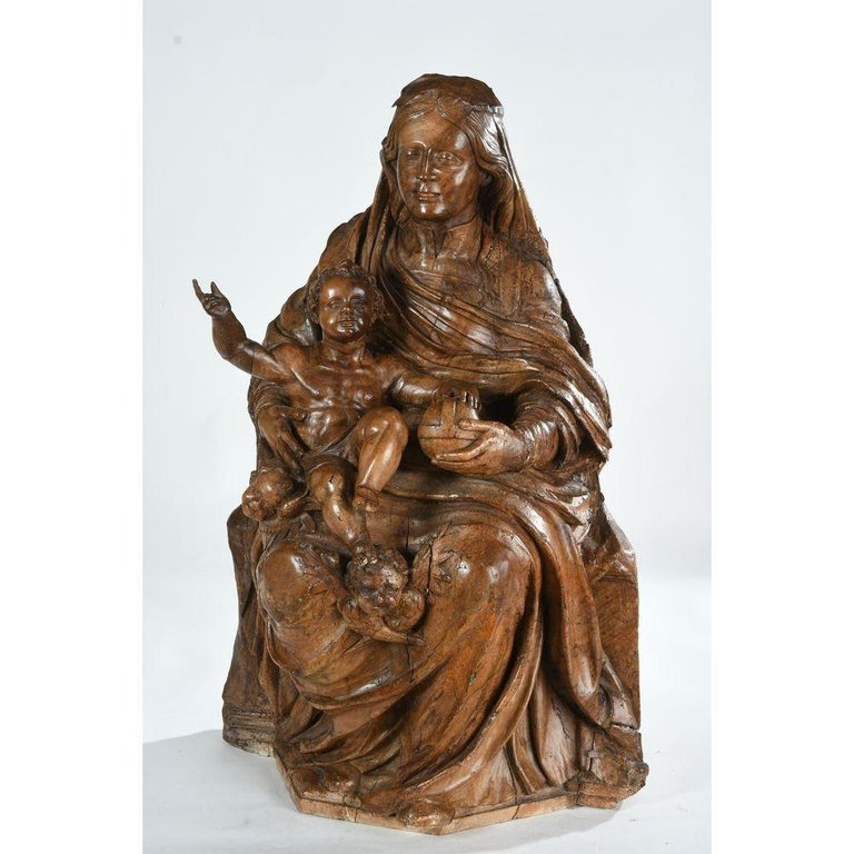 Unknown - Virgin And Child Seated In Walnut - XVIIth Century French ...