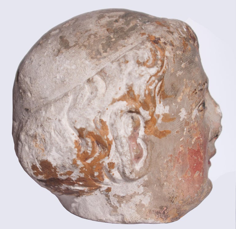 Unknown - XIV th century head of a monk with polychromy For Sale at 1stDibs