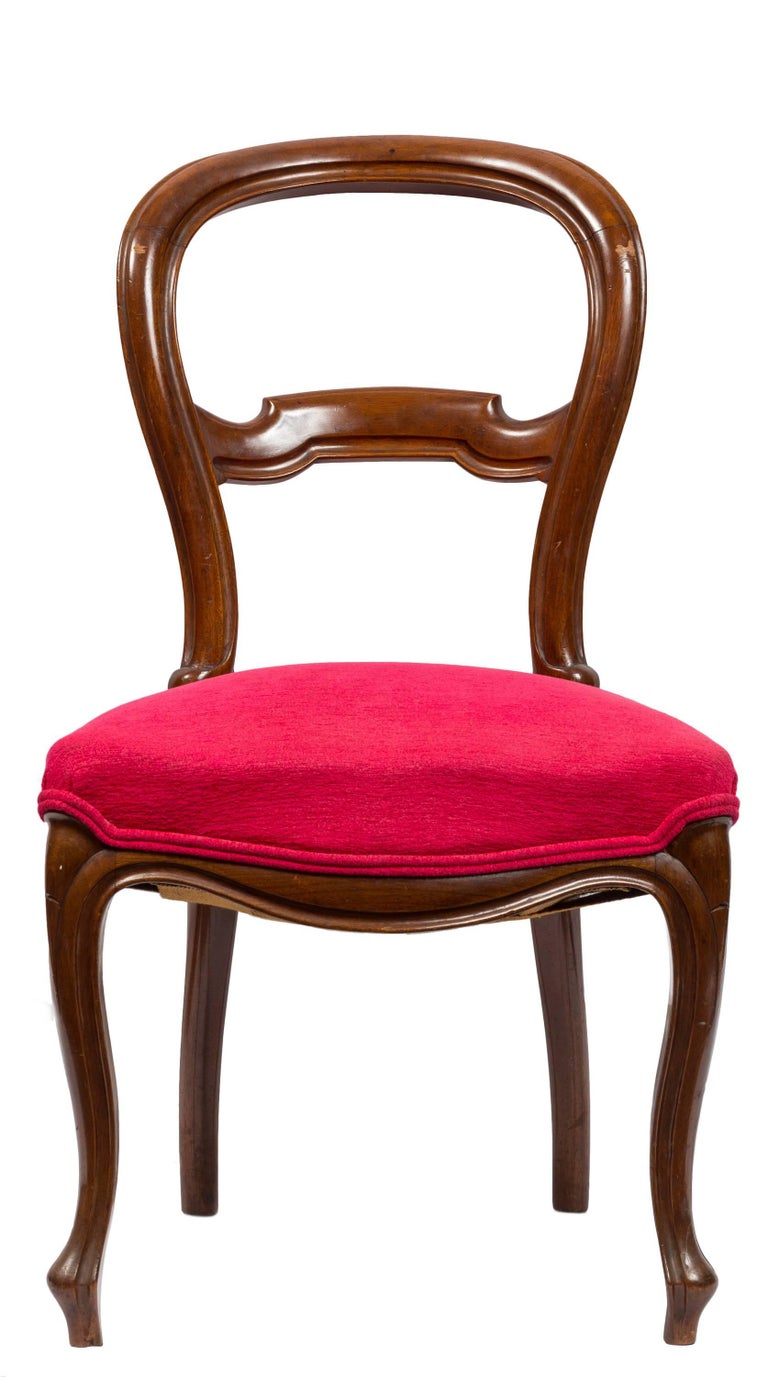 Unmatched Pair of Walnut Spanish Isabelinas Chairs, New Red Upholstery ...