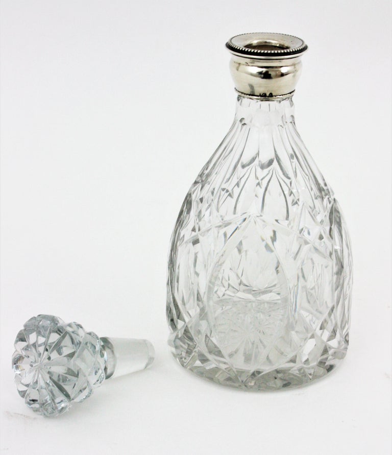 Unmatching Pair of Cut Crystal and Silver Liqueur Decanters For Sale at ...
