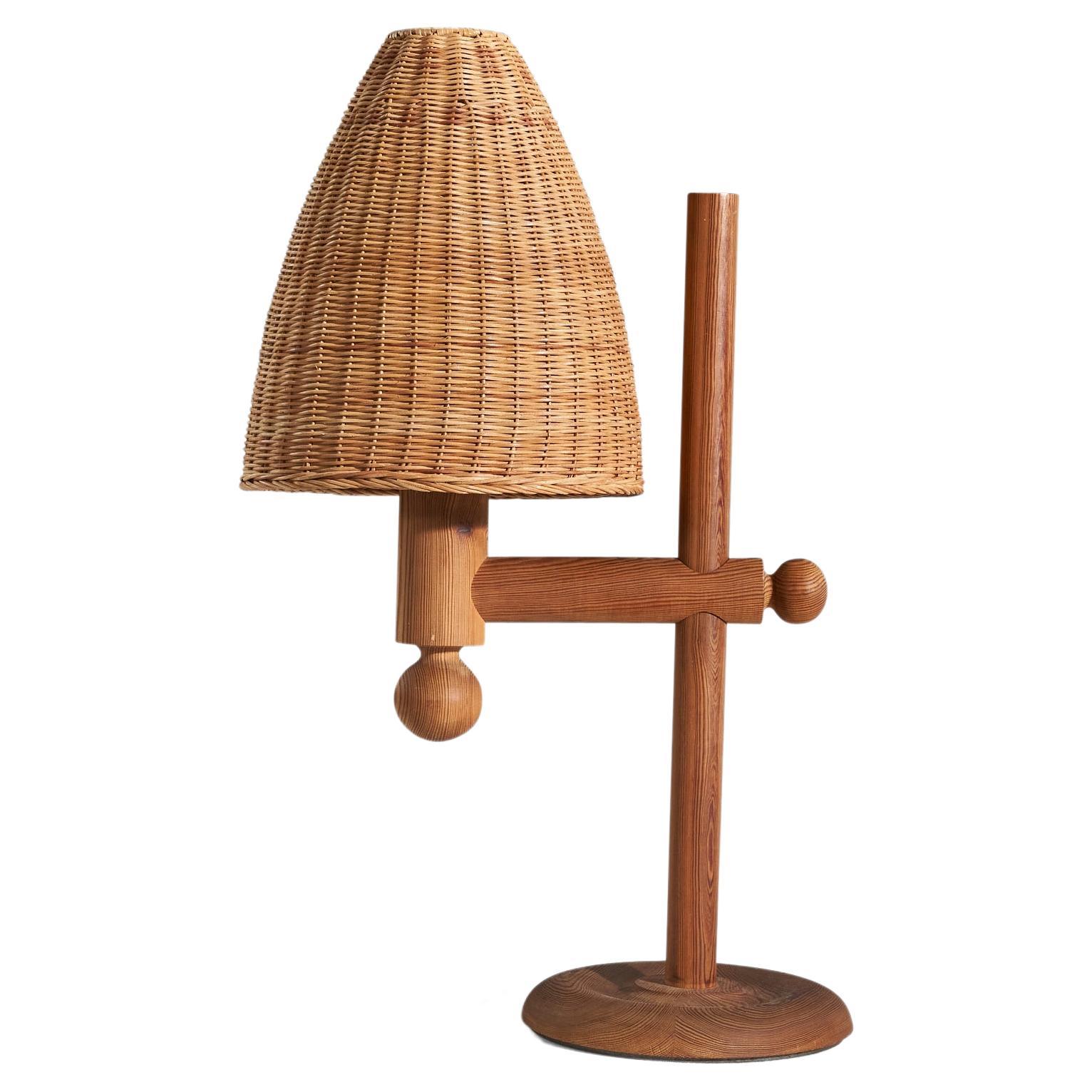 Uno Kristiansson, Adjustable Table Lamp Pine Fabric, Acrylic Luxus ...