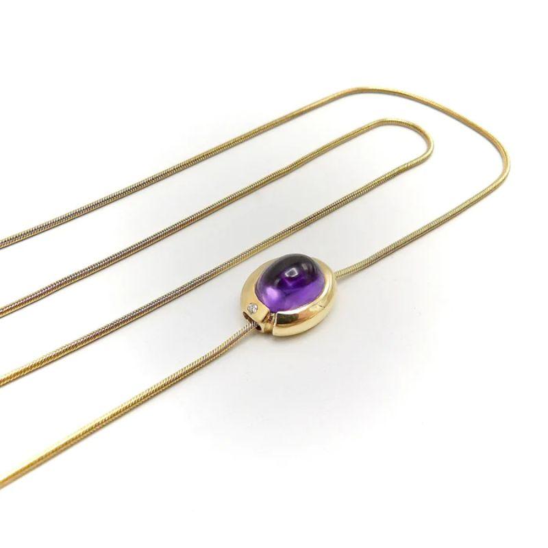 Unoaerre 18K Gold Vintage Amethyst and Diamond Snake Chain Necklace For ...