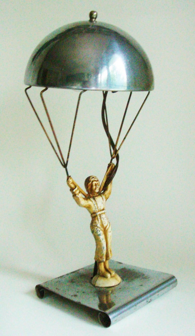 Unrestored American Art Deco Chrome and Painted Novelty Parachute ...