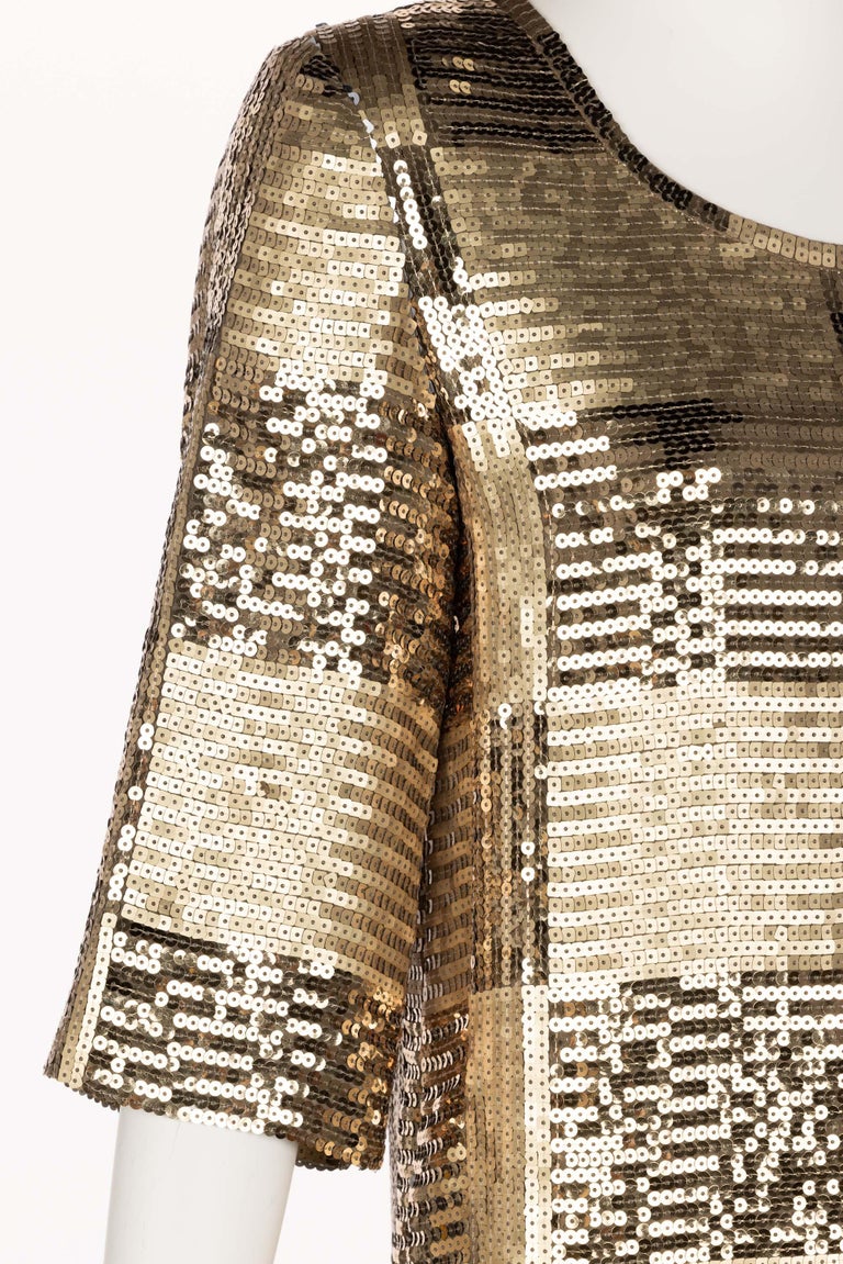 Unsigned Gold Sequin Tunic Mini Dress 1960s Style For Sale at 1stDibs
