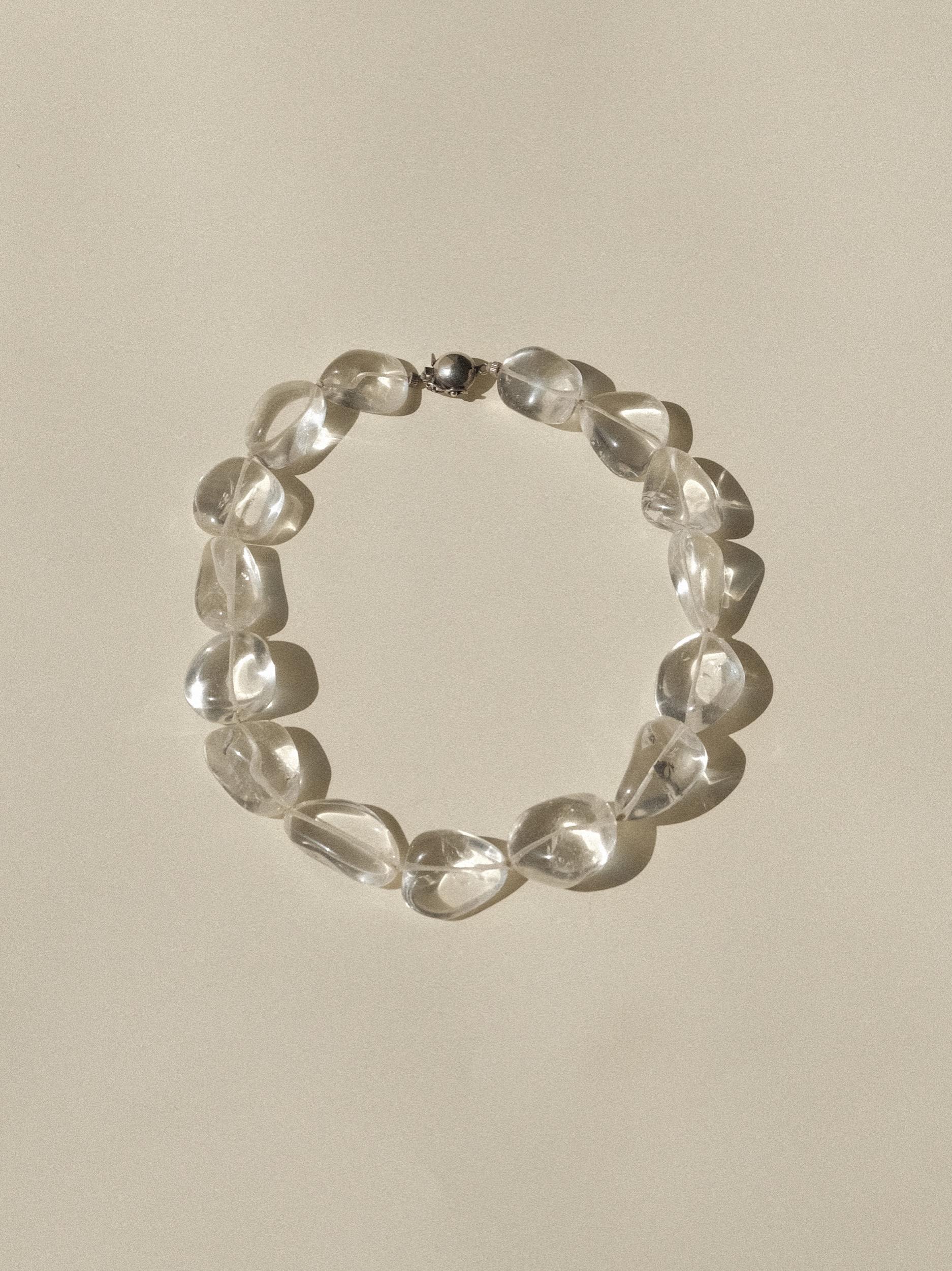 Unsigned Polished Rock Crystal Pebble Necklace Choker For Sale at 1stDibs